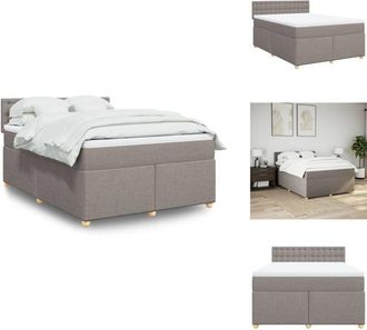 vidaXL Boxspringbett mit Matratze Taupe 140x200 cm Stoff - Boxspringbett - Boxspringbetten - Bett - Schlafzimmermöbel