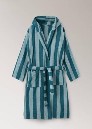 Mango Peignoir 100 % coton rayures bleu - Home - S - MANGO HOME