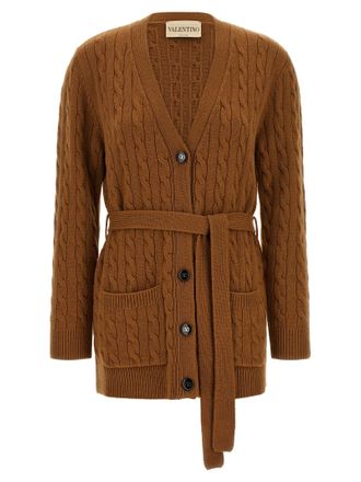 Valentino Garavani Braided Cashmere Cardigan - Brown