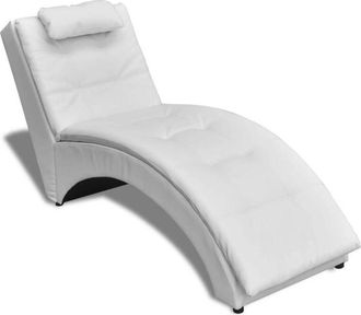 vidaXL Chaise longue avec oreiller Blanc Similicuir