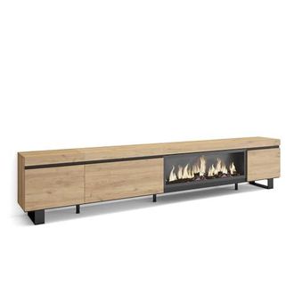Skraut Home | TV-Schrank, Lowboard | f&uuml;r Wohnzimmer und Esszimmer | 288x57x35 cm | F&uuml;r gro&szlig;formatiges TV | Elektrokamin XXL | Industriedesign | Moderner Stil | Ei