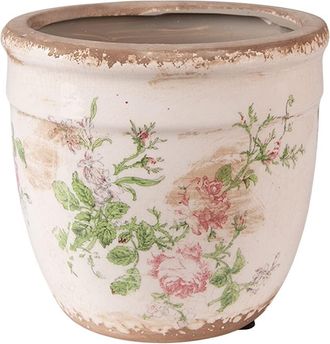 Clayre & Eef Blumentopf Ø 15x14 cm Rosa Beige Keramik Blumen Innenblumentopf