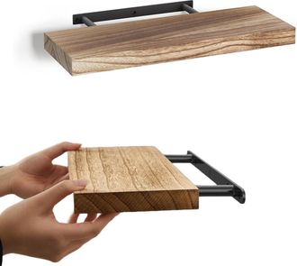 Generic Schwebendes Regal f&uuml;r Arbeitszimmer, 40 cm, rustikales Massivholz-B&uuml;cherregal f&uuml;r die Wand mit versteckter Halterung, f&uuml;r Wohnzimmer, Schlafzimmer, Ba