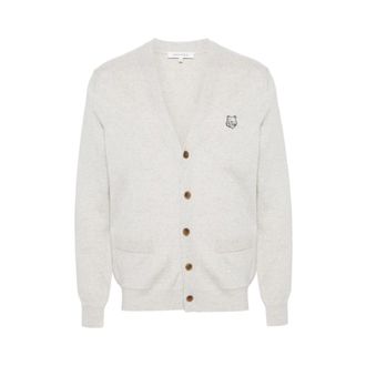 Maison Kitsun&eacute; Homme, Pulls, Gris, Taille: XL Pull Gris avec Logo et Boutons