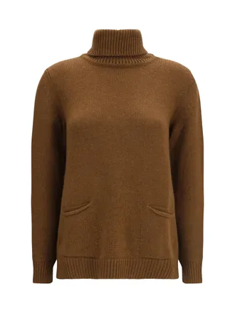 Ella High Neck Cashmere Sweater - Chestnut