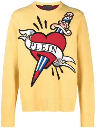Philipp Plein pull coeur & dagger - Jaune