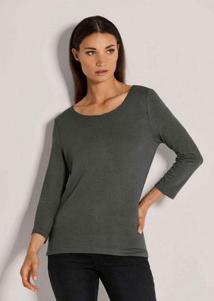 Madeleine 3/4-Arm-Shirt Elegantes Glanzshirt mit Viskose-Stretch Rundhals, 3/4-&Auml;rmel, funkelnde Details