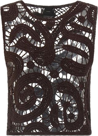 Pinko Pinko, Femme, Tops, Brun, Taille: 40 FR Eruzione Crochet Viscose Top