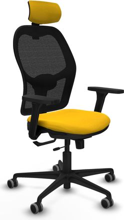 Piqueras y Crespo Ergonomischer atmungsaktiver Chorquera Stuhl mit 3D-Armen, h&ouml;henverstellbare Lendenwirbelst&uuml;tze und h&ouml;henverstellbares Kopfteil, Schwarz / Gelb