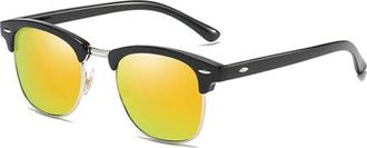 Generic Lunettes de soleil polarisées classiques demi-monture pour hommes et femmes rétro rivets petits lunettes de soleil pour homme noir nuances anti-reflet