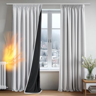 Deconovo 100% Verdunklungsvorh&auml;nge Blickdicht Vorh&auml;nge mit kr&auml;uselband Gardinen Wohnzimmer Vorhang Verdunkelung Thermovorh&auml;nge gegen Hitze W&auml;rmeisolierend, H16