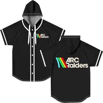 Generic Arc Raiders 2025 Merch T-shirt de baseball à capuche et manches courtes unisexe col rond, Noir, 4XL