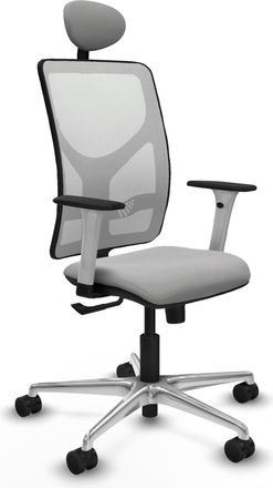 Piqueras y Crespo Schreibtischstuhl in Grau und Wei&szlig;, mit wei&szlig;en und schwarzen Armlehnen, h&ouml;henverstellbare Lendenwirbelst&uuml;tze und festes Kopfteil, Wei&szlig;/Hellgrau