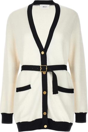 Bally Femme, Pulls, Blanc, Taille: 34 FR Jacquard Logo Cardigan