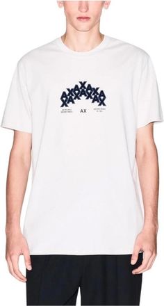 A|X Armani Exchange Homme, Tops, Beige, Taille: 2XL T-shirt à Manches Courtes et Col Rond en Coton