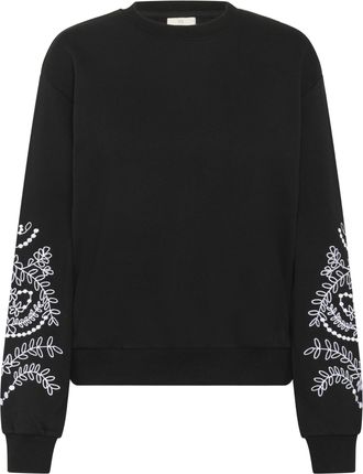 Kaffe Damen Womens Crew Neck Long Sleeves Relaxed Fit Embellished Sweatshirt, Black Deep, 48