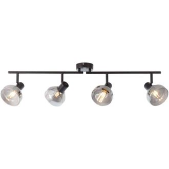 Brilliant Lampe tube r&eacute;fl&eacute;chissant spot 4 ampoules noir mat / verre fum&eacute; 4x D45, E14, 18W, adapt&eacute; aux lampes &agrave; suspension (non inclus) &Eacute;chelle a ++ &agrave; e T&ecirc;tes