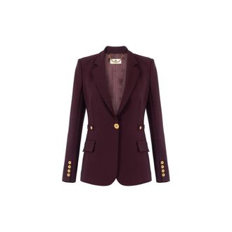 Elisabetta Franchi Femme, Vestes, Rouge, Taille: 40 FR Veste en cr&ecirc;pe l&eacute;ger avec d&eacute;tails bijoux