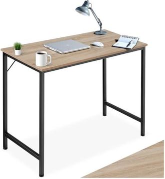 TecTake Table de Bureau Design Industriel en Bois MDF & Acier Bureau Ergonomique 80x50x75,5cm Bureaux Informatique Bureaux Ordinateur Teletravail - Bois Clair