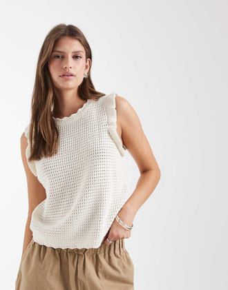 Levi's Lulu - Sweatshirt-Tanktop in Wei&szlig; mit Flatter&auml;rmeln