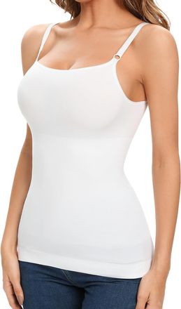 Joyshaper Damen Unterhemd Bauch Weg Camisole Top Figurformendes Trägertop Body Shaper Shaping Hemd Schlank Shirt Nahtlose Spaghettiträger Oberteil, Weiß, XS