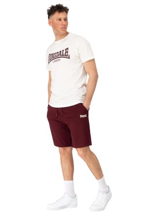 Lonsdale Herren T-Shirt & Shorts Set MOY normale Passform, Ecru/Oxblood, M