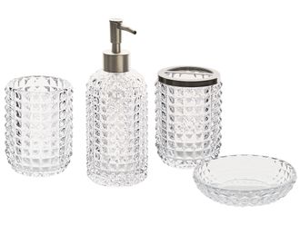Beliani Badezimmer Set 4-teilig Glas transparent glamour&ouml;ser und eleganter Stil Tapia