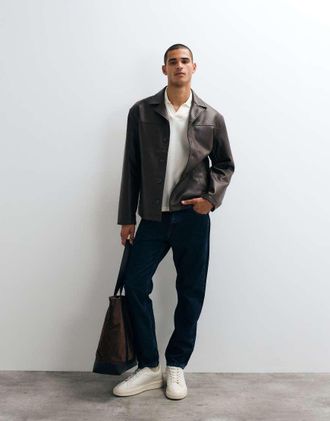 Asos Surchemise en similicuir - Marron