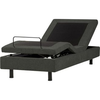 Beliani Beliani - Lit Electrique Moderne Articul&eacute; R&eacute;glable par T&eacute;l&eacute;commande Sans T&ecirc;te de Lit 90 x 200 cm Polyester Gris Fonc&eacute; Duke ii