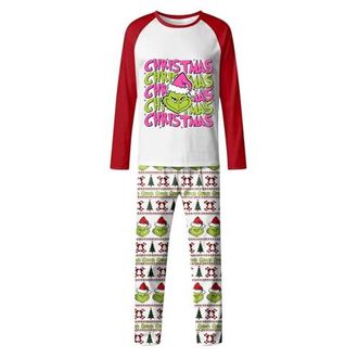 Generic Le Grinch Pyjama Noel Famille De Grinch Costume Ensembles Couple Adulte Vetement Coton Femme Homme Noël Hiver Assorti Deguisement The Chaud Et Doux En