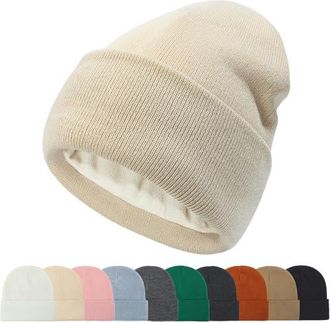 Dreshow Bonnet en Tricot Chaud pour Hommes et Femmes Bonnets dhiver Unisexes Beanie dhiver Extra Chaud pour Le Temps Froid