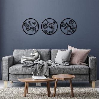 Hanah Home Elegant Black Decorative Metal Wall Accessory, 51 cm Diameter, 100% Metal (1.5 mm Thick) | Perfect for Modern Home Decor & Stylish Spaces