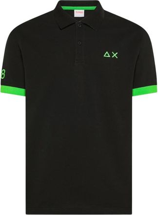 Sun 68 Homme, Tops, Noir, Taille: M Polo Big Logo Fluo S/S