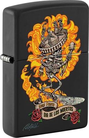 Zippo Sturmfeuerzeug - Rick Rietveld, Black Matte, Color Image - Nachfüllbar - Wiederverwendbar - Windfestes Design - Geschenkbox - Made in USA