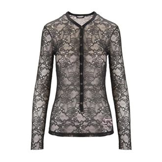 Dsquared2 Mini V-Ausschnitt Nachthemd mit Spitze - - Blouses & Shirts - Damen - Schwarzk - S
