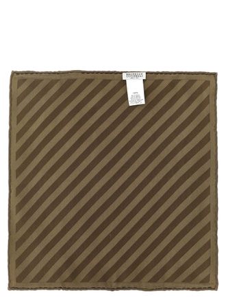 Brunello Cucinelli Diagonal-Striped Silk Scarf - Brown