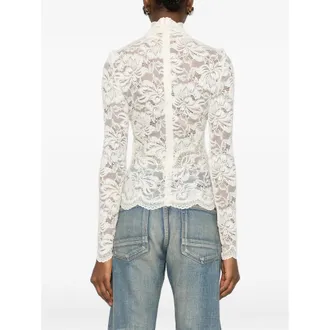 Paco Rabanne Lace High-Neck Blouse - Beige
