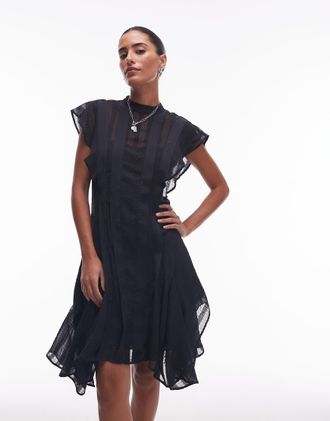 AllSaints Fleur - Robe textur&eacute;e - Noir