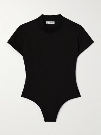 Alaia Body En Jersey De Coton Stretch &Agrave; Broderie - Noir