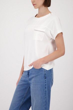 Monari Sweatshirt Sweatshirt Basic Kette funkelnde Schmuck-Details, Rundhalsausschnitt, bequeme Passform