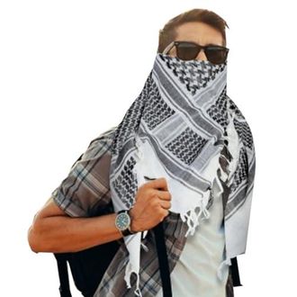 Generic Palestine Head Wrap - &Eacute;charpe authentique, Shemagh traditionnel en coton, cache-cou &agrave; motifs noirs et blancs, &eacute;charpe l&eacute;g&egrave;re et &eacute;l&eacute;gante, accessoire d