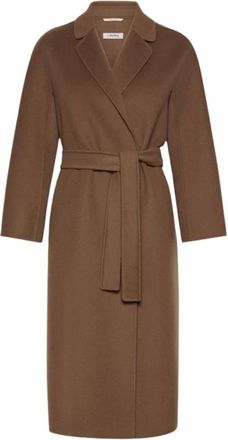 Max Mara Manteau Esturia ceintur&eacute; &agrave; revers crant&eacute;s - Femme - Manteaux - Brun - Taille: 38 FR