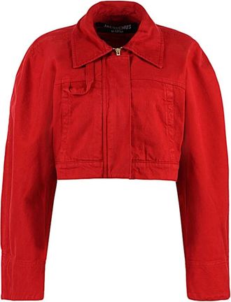 Jacquemus Femme, Vestes, Rouge, Taille: 38 FR La Veste De Nimes Meio Denim J