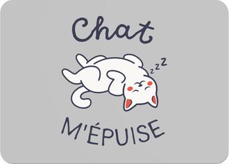 Fabulous Platzsets mit Unterseite aus Kork, Grau, Motiv: Katze merschöpft, Wortspiel Humor Animal, groß, 39,5 x 28,5 cm, 4 Stück