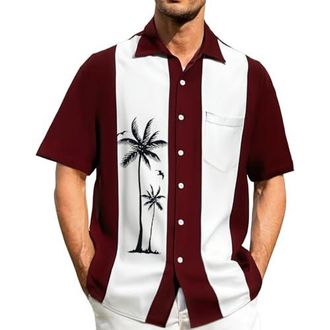 Generic Chemise d&eacute;contract&eacute;e boutonn&eacute;e &agrave; manches courtes pour homme, chemise boutonn&eacute;e au Royaume-Uni, chemise de vacances d&eacute;t&eacute;, chemise de plage, l&eacute;g&egrave;re, cou