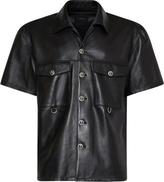 John Richmond Homme, Chemises, Noir, Taille: XL Chemise en cuir avec poches &agrave; rabat et fermeture boutonn&eacute;e sur le devant