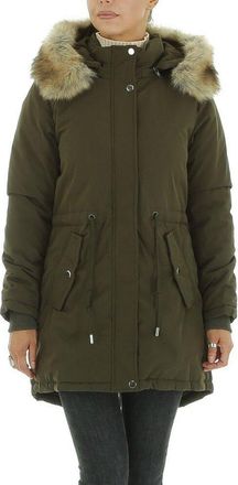 Ital-Design Winterjacke Damen Freizeit Kapuze (abnehmbar) Gefüttert Winterjacke in Khaki