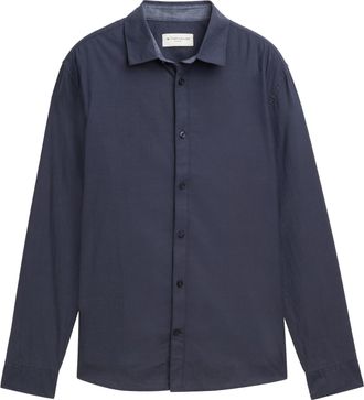 Tom Tailor Herren Fitted Hemd aus Baumwolle, 36691 - Blue Structure, XL