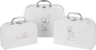 Paris Prix Lot de 3 Valises Déco Enfant Ourson 25cm Blanc