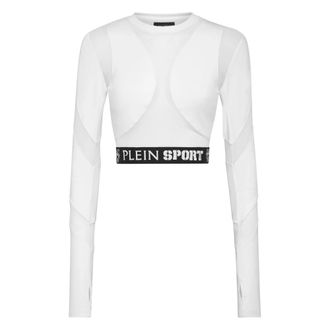 Plein Sport Jogging Cropped Top LS Multicut - - Sport - Damen - Wei&szlig; - 2XL